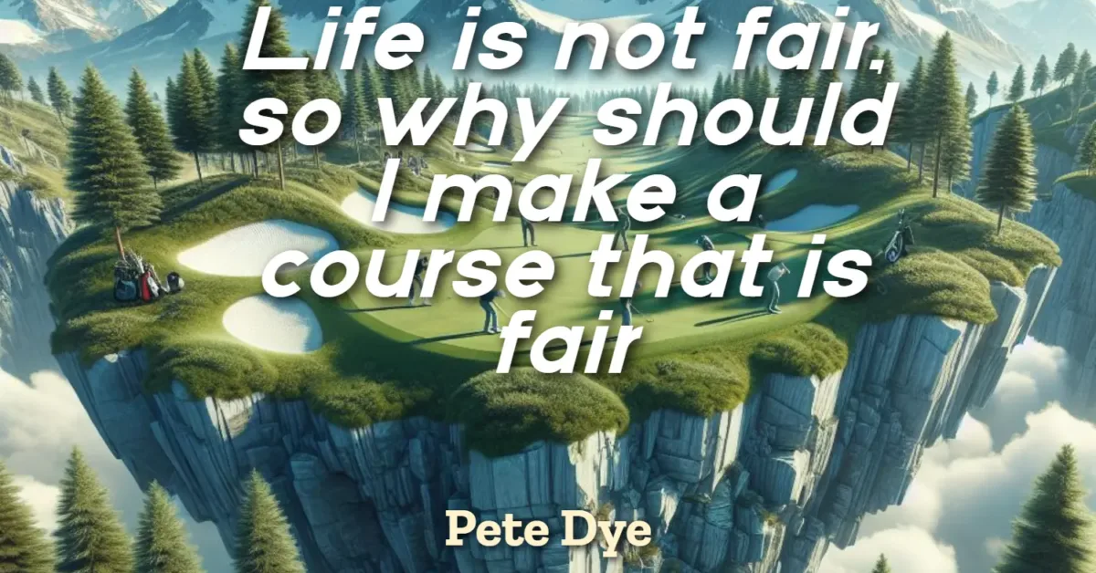 Life is not fair, so why should I make a course that is fair - Golf Quotes